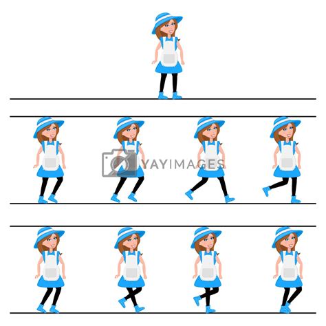 Woman Walk Cycle For Animation Isolated On White Background By Wektorygrafika Vectors
