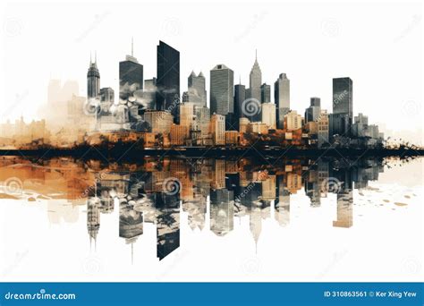 an artistic rendering of a distorted city skyline stock illustration