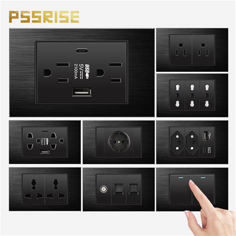 Pssrise 5v 21a Usb C 타입 충전기 태국 미국 벽 소켓 알루미늄 합금 패널 조명 스위치 컴퓨터 Tv 전원