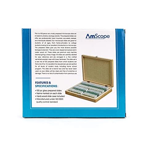 Amscope Ps100a Prepared Microscope Slide Set For Basic Biological