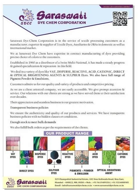 Reactive Dyes At Best Price In Mumbai By Saraswati Dye Chem Corporation Id 2853982428488