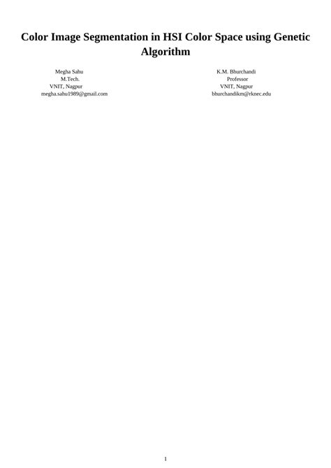 Pdf Segmentation Of Color Images Using Genetic Algorithm With Image Histogram