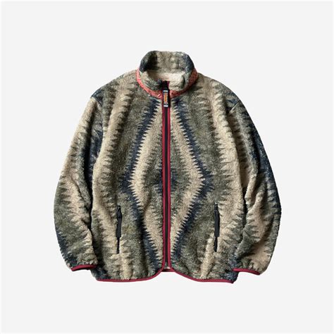 캐피탈 썬더 마더 패턴 플리스 집 블루종 그레이 베이지 Kapital Kream