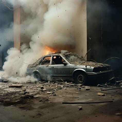 Premium Photo Car Is Burning Due To War