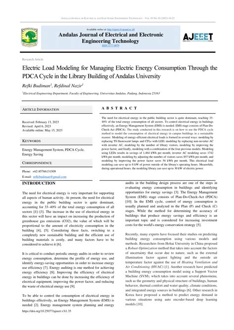 Pdf Electric Load Modeling For Managing Electric Energy Consumption Through The Pdca Cycle In