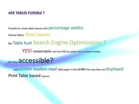 Difference Between Table Templates Ppt