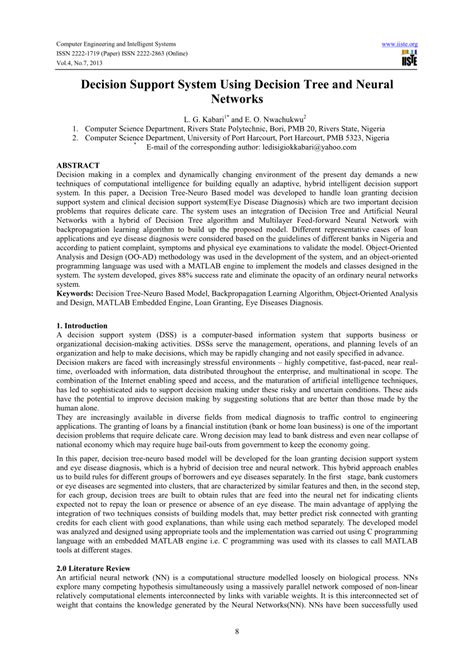 pdf decision support system using decision tree and neural networks