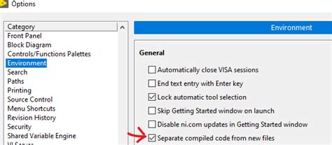 separate compiled code setting not obeyed ni community