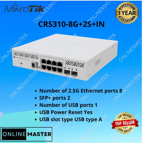 jual mikrotik crs310 8g 2s in 8 ports 2 5g ethernet and 2 ports 10g