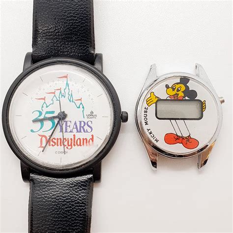 2 90s Mickey Mouse Analog Digital Watches For Parts And Repair Vintage