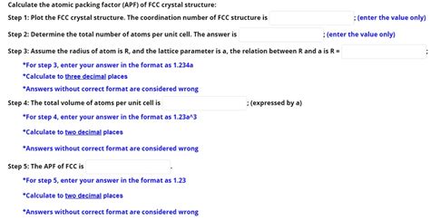 Calculate The Atomic Packing Factor Apf Of Fcc Crystal Structure Step 1 Plot The Fcc Crystal