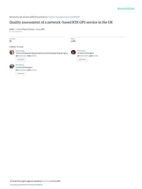 Quality Assessment Of A Network Based Rtk Gps Serv Pdf Global Positioning System Metrology