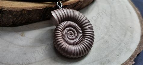 Epoxy Resin Ammonite Pendant Small Pinkgrey Colour Shift Mary