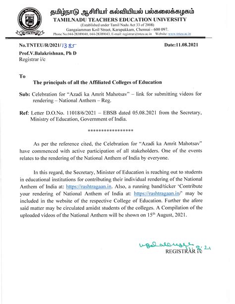 Circulars Tamil Nadu Teachers Education University