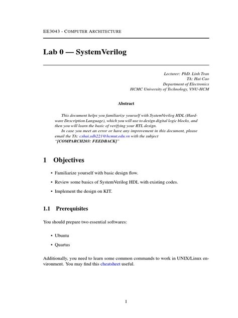 Lab 0 Pdf Hardware Description Language Formal Verification
