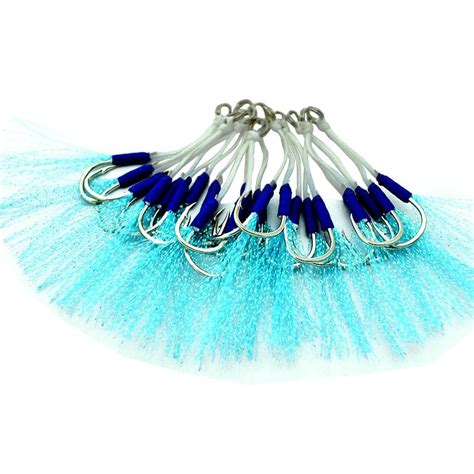 Badu Bg 5 бр чанта с размер от 10 до 20 риболовни куки с въже с перце с наднормено тегло Двойна