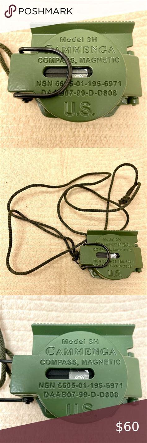 Genuine Usgi 1999 Cammenga Model 3h Tritium Lensatic Magnetic Compass Olive Drab Tritium