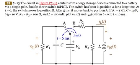 solved 7 13 the circuit in figure p7 13 contains two energy storage