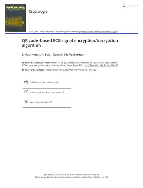 Pdf Qr Code Ecg Signal Encryption Technique