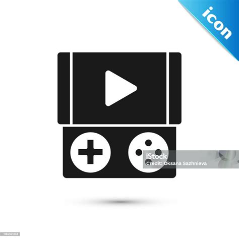 흰색 배경에 격리 된 검은 휴대용 비디오 게임 콘솔 아이콘입니다 게임 패드 기호입니다 게임 개념 벡터 일러스트레이션 Brand Name Video Game에 대한 스톡 벡터