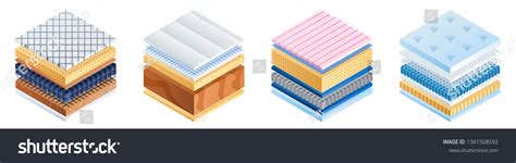 Isometric Mattress Texture Icons Set Illustration Stock Vector Royalty