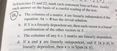 Solved In Exercises 21 And 22 Mark Each Statement True Or Chegg Com