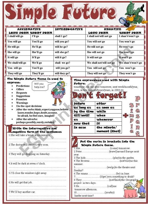 Present Simple Present Continuous Future Simple Worksheet