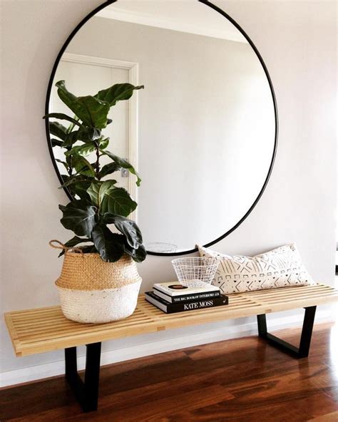 Stylish Entryway Makeover Large Round Mirror Entryway Big Round