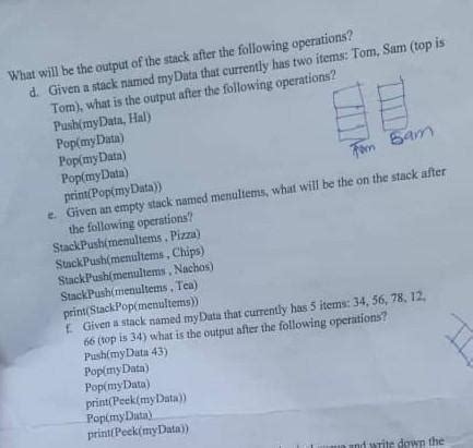 Solved That Will Be The Output Of The Stack After The Chegg Com