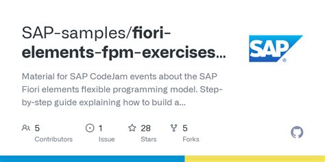 Github Sap Samplesfiori Elements Fpm Exercises Codejam Material For