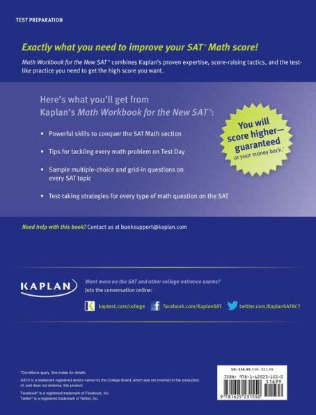 Kaplan Math Workbook For The New Sat By Kaplan Test Prep Paperback