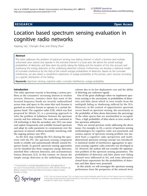 Pdf Location Based Spectrum Sensing Evaluation In Cognitive Radio Networks