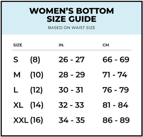 Womens Underwear Size Chart