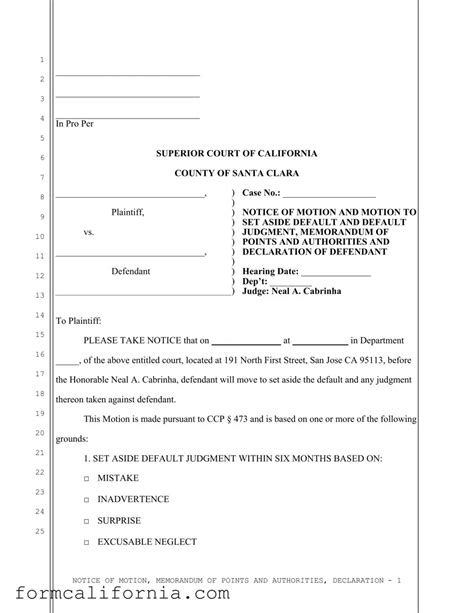 Fill Out A Valid California Motion Set Aside Form Here ⋆ All California