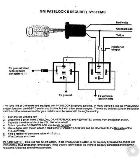 Ignition Switch Wiring Passlock Bypass Diagram Moo Wiring