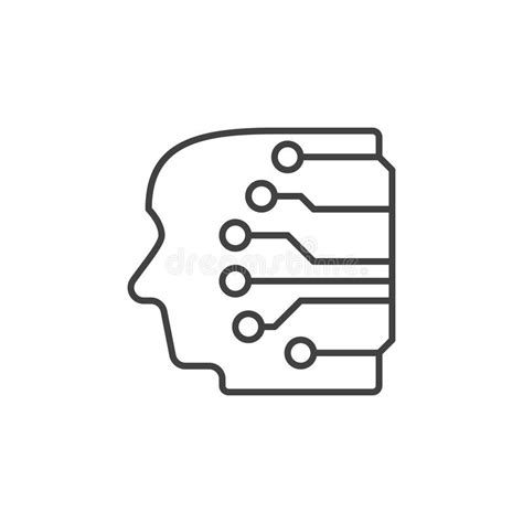 Human Head With Neural Network Vector Concept Linear Icon Or Symbol Stock Illustration
