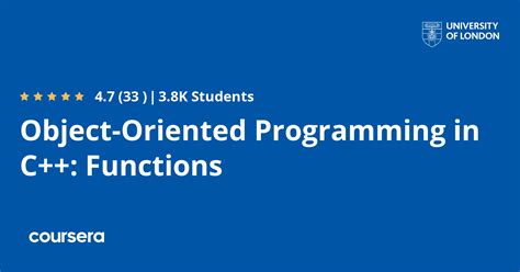 Object Oriented Programming In C Functions Coursera