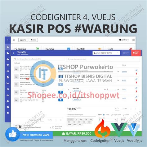 Jual Source Code Aplikasi Web Kasir Pos Edisi Toko Warung Codeigniter 4