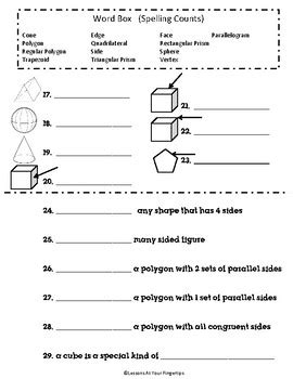 Shape Quiz By Lessons At Your Fingertips TPT