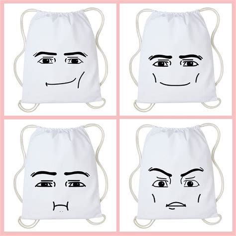 Roblox Face Drawstring Bag Canvas Stringbag New Imagebroken White