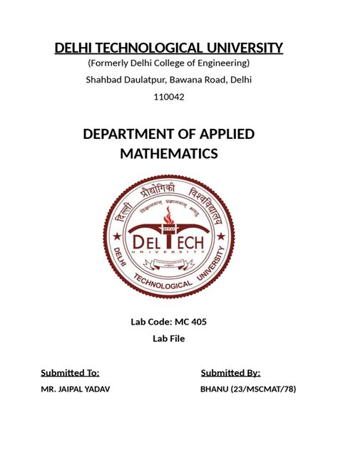 Delhi Technological University Pdf