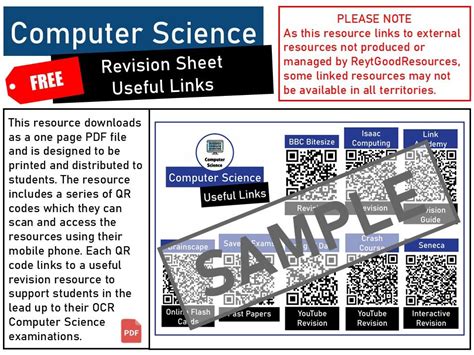 Ocr Gcse J277 Computer Science Useful Links Revision Sheet Teaching Resources