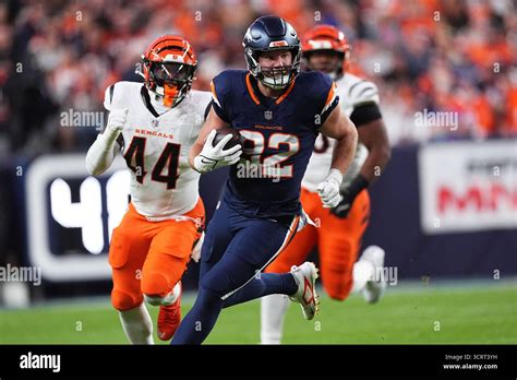 Denver Broncos Tight End Adam Trautman 82 Runs After Catching A Pass