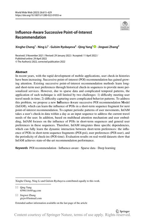 Pdf Influence Aware Successive Point Of Interest Recommendation