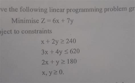 solve the following linear programming problem graphicallyminimise z