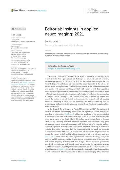 PDF Editorial Insights In Applied Neuroimaging