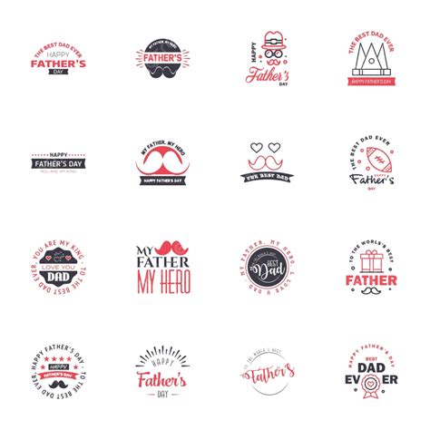 Happy Fathers Day Vector Png Images Happy Fathers Day 16 Black And Pink Typography Set Are