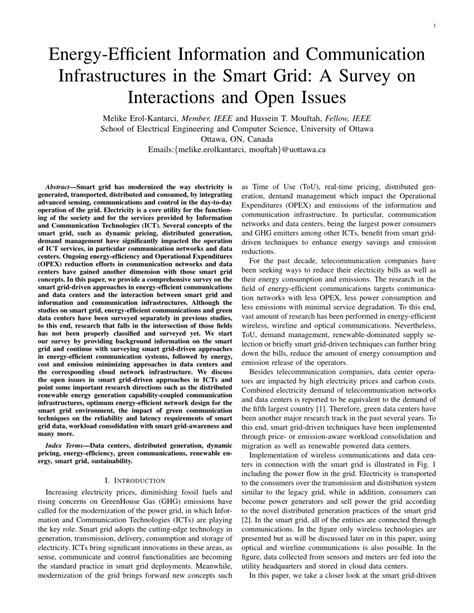 Pdf Energy Efficient Information And Communication Infrastructures In The Smart Grid A Survey