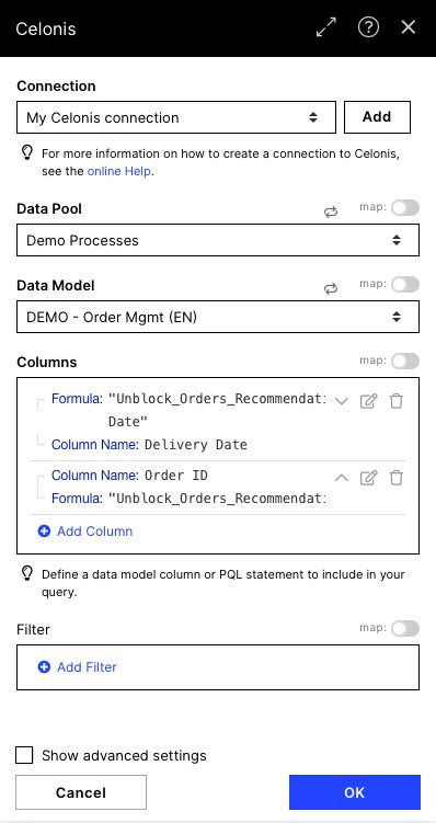 creating an html table from a celonis query data output