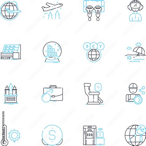 artificial intelligence linear icons set machine learning robotics